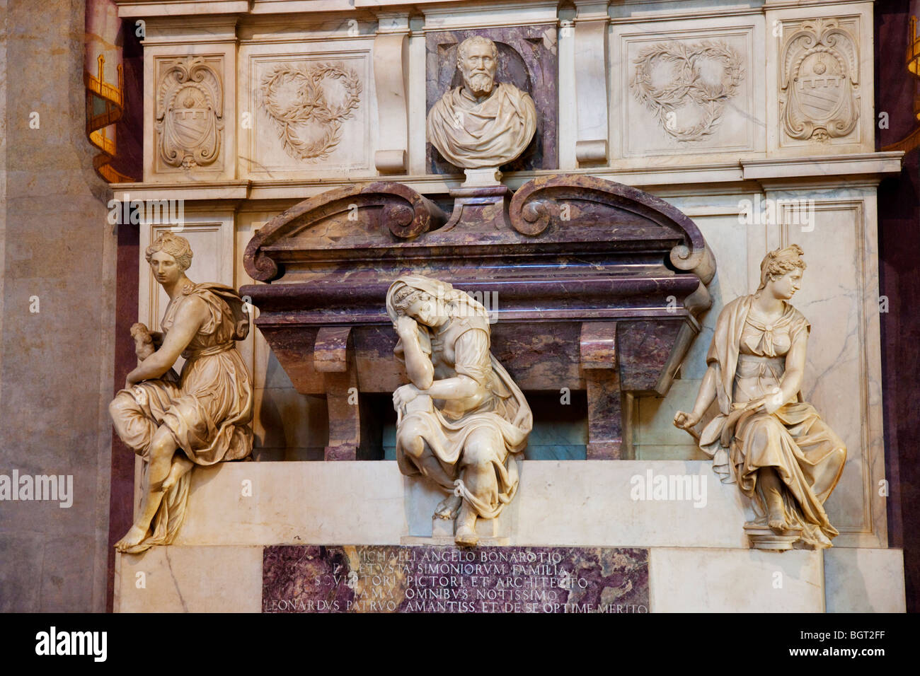 Ornate tomb of Michelangelo inside the church of Santa Croce in ...