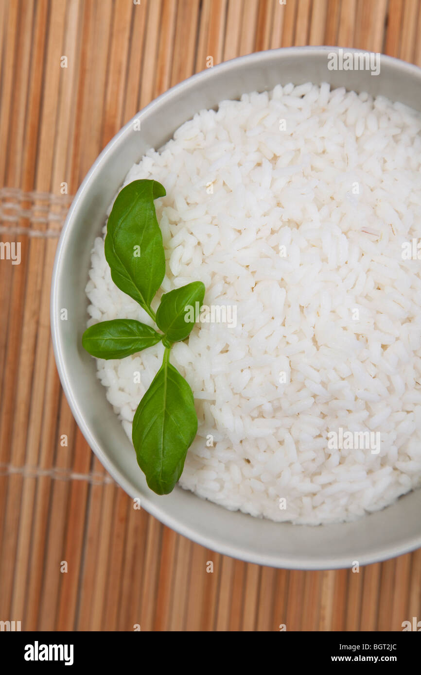 Bowl of white rice on tatami mat Stock Photo - Alamy