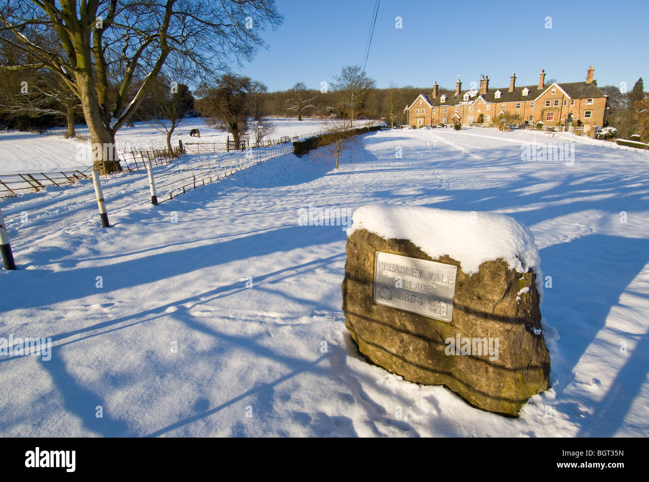 The village of Pleasley vale on the Nottinghamshire, Derbyshire built ...
