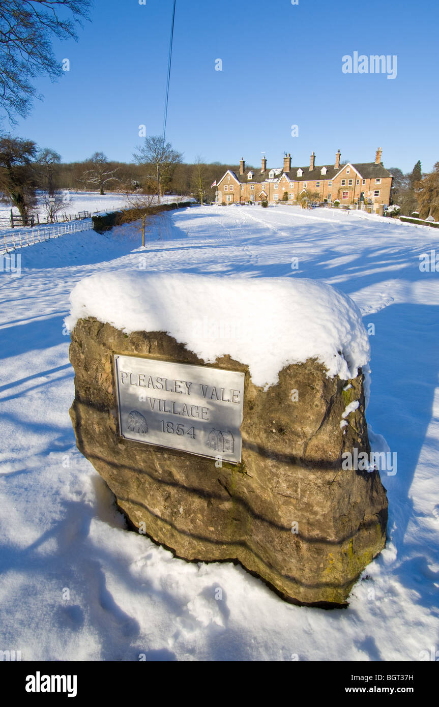 The village of Pleasley vale on the Nottinghamshire, Derbyshire built ...