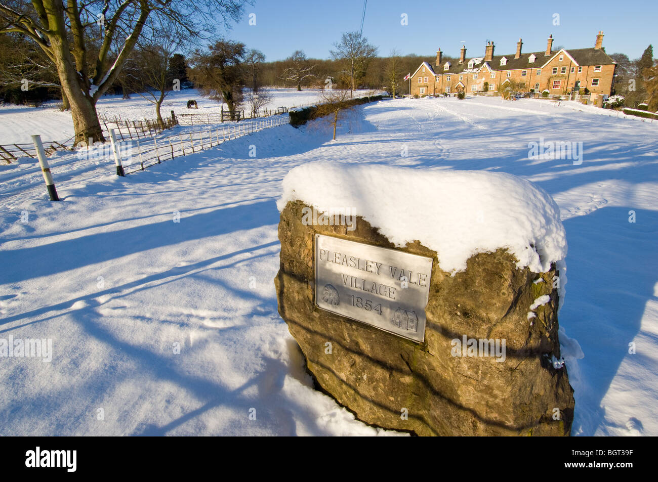 The village of Pleasley vale on the Nottinghamshire, Derbyshire built ...
