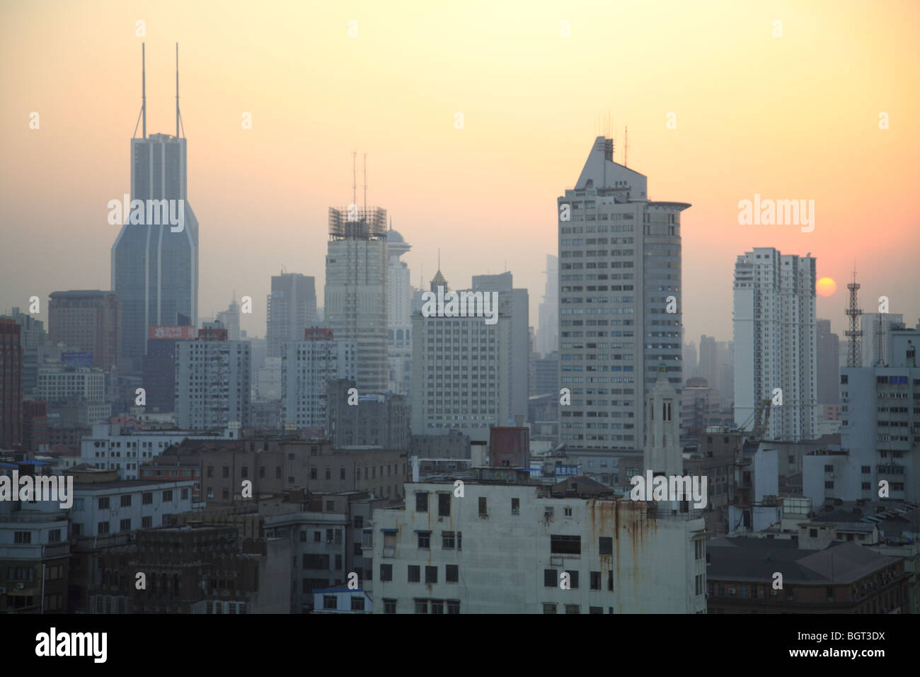 Sunrise over Puxi Shanghai China Stock Photo - Alamy