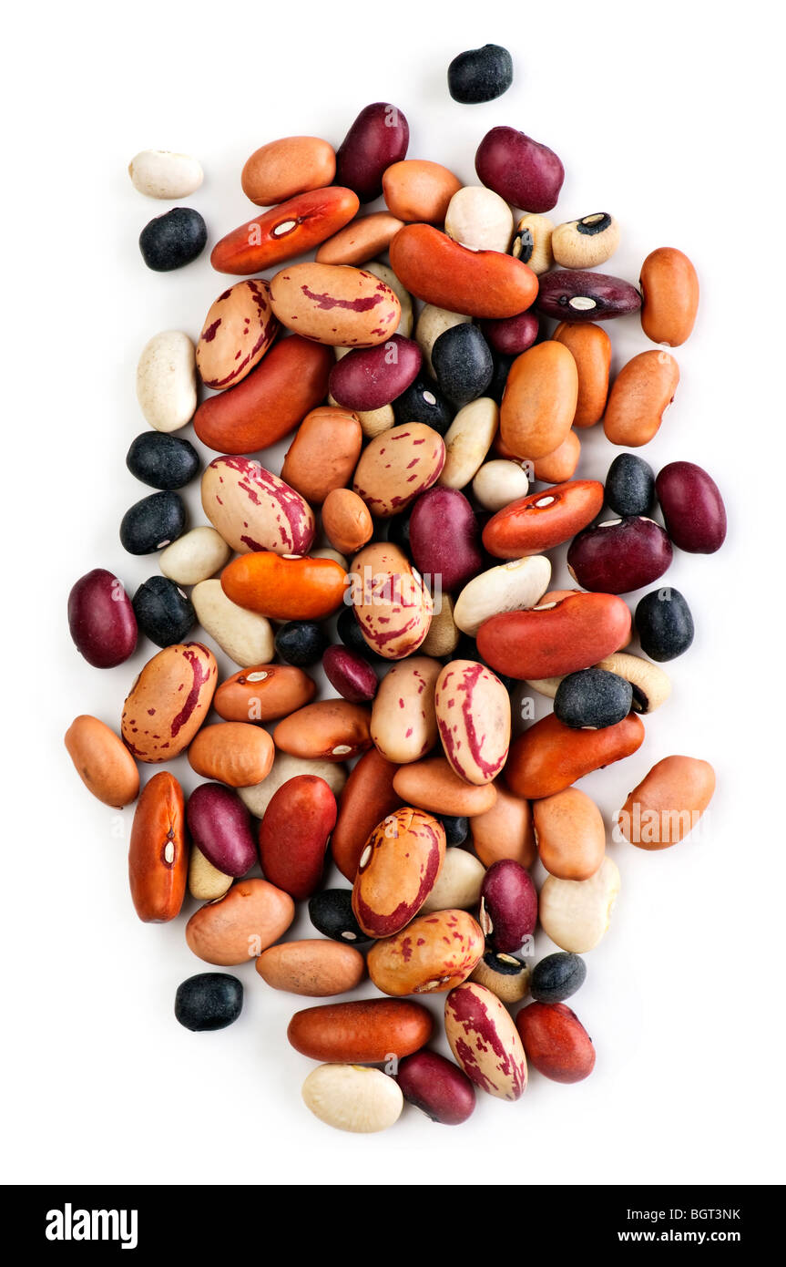 Mixture of dry beans isolated on white background Stock Photo - Alamy