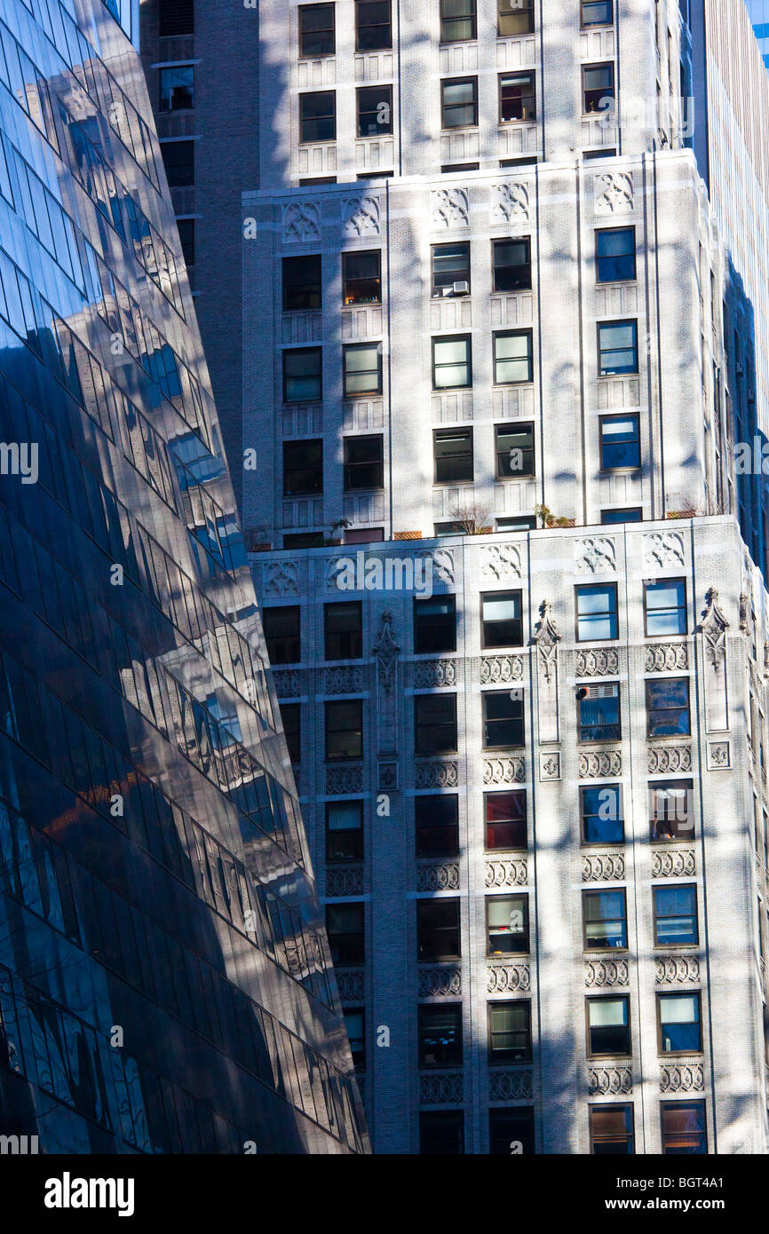 Abstract skyscraper details in midtown Manhattan, New York City Stock ...