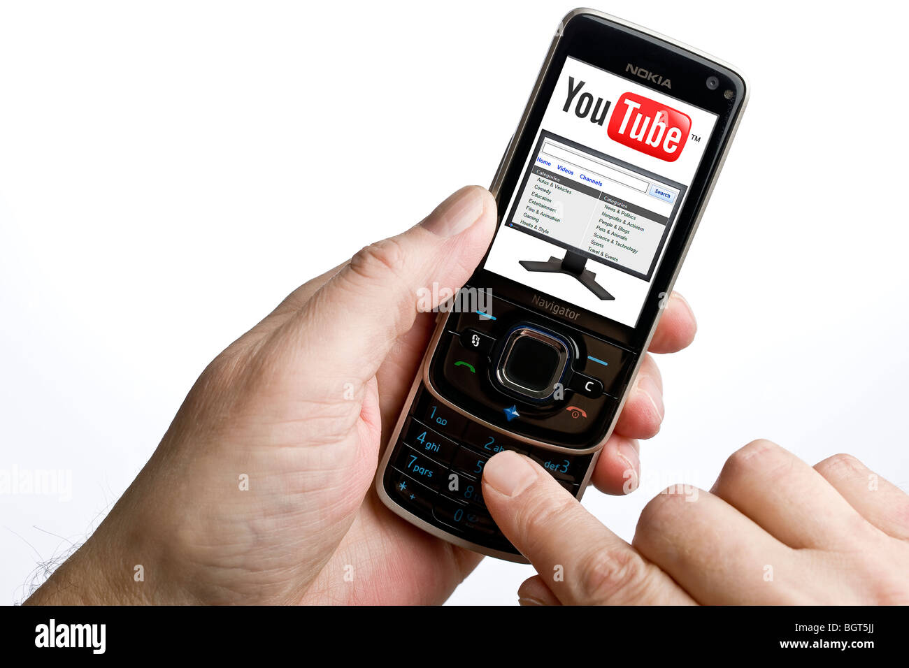 Using YouTube on a mobile phone Stock Photo - Alamy