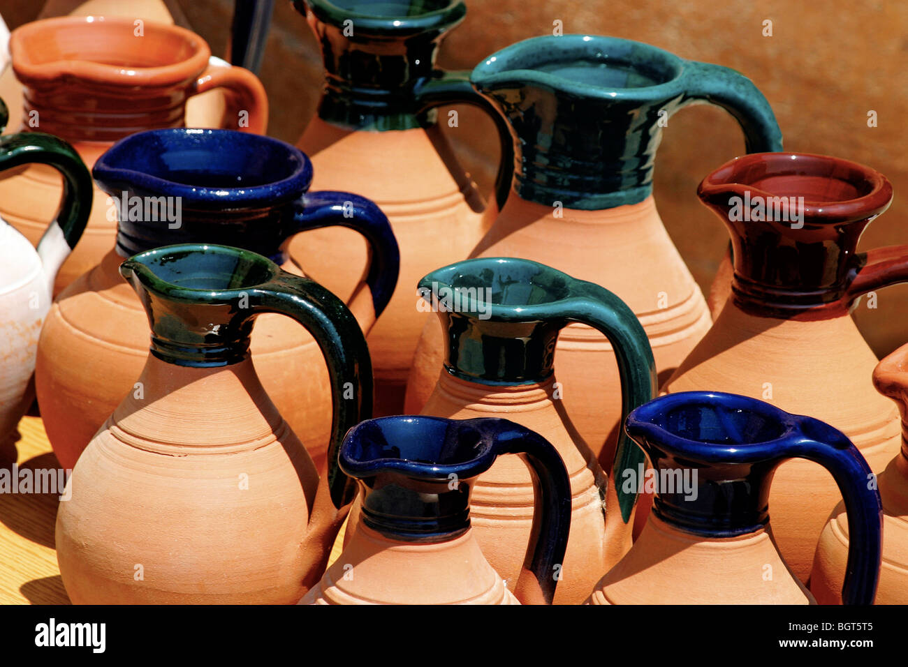 Cypriot Greek clay pots on display Stock Photo - Alamy