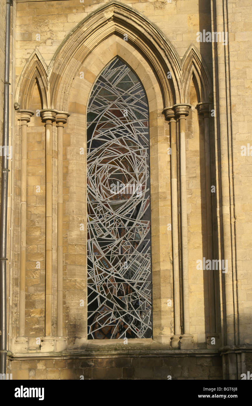 A modern stained glass window at Beverley Minster, Beverley, East ...