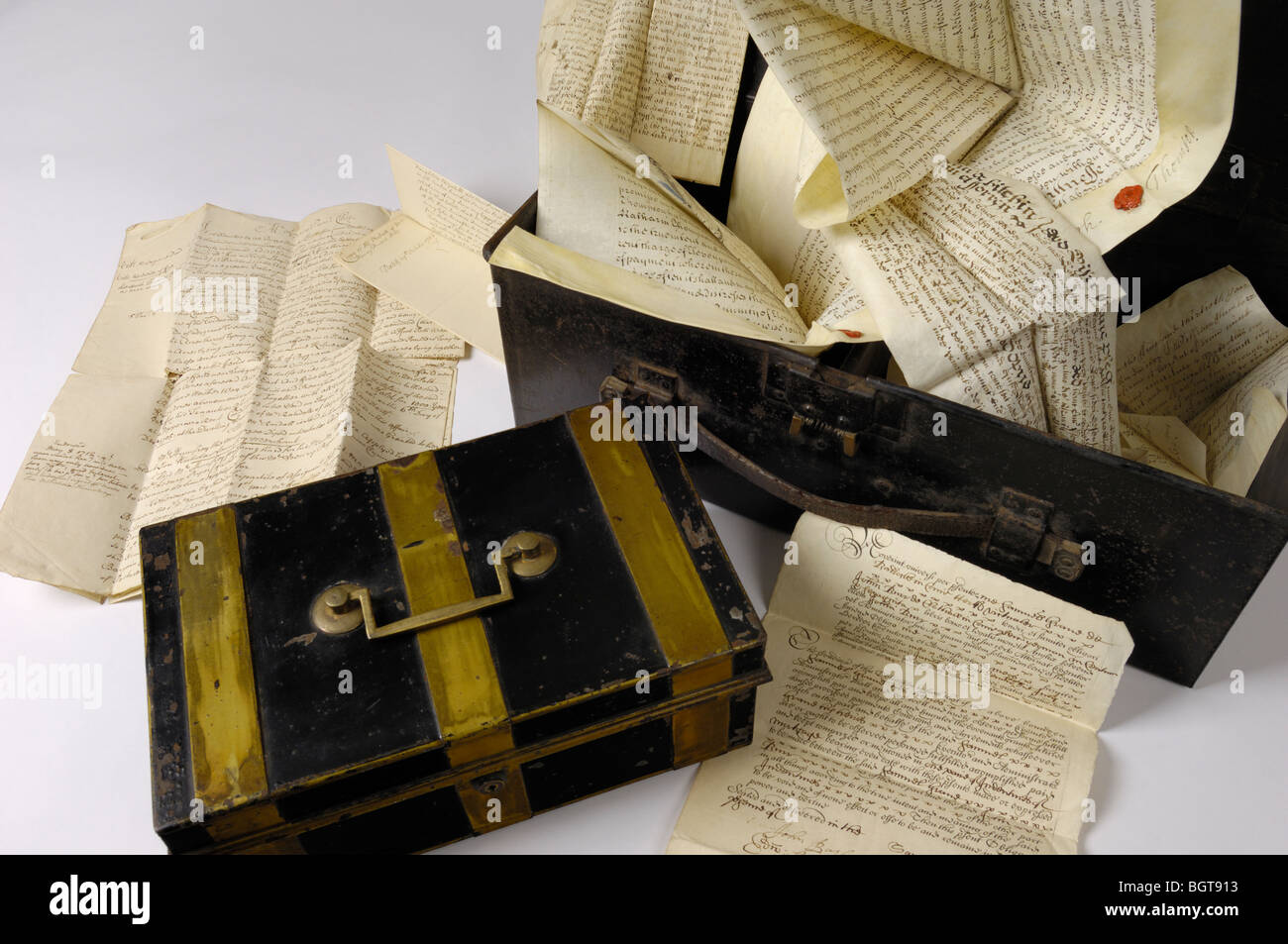 English legal documents with deed and document boxes Stock Photo - Alamy