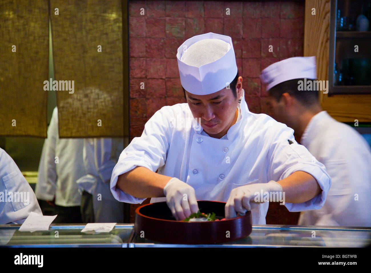 Sushi chef at Nobu Restaurant in Tribeca in New York City Stock Photo ...