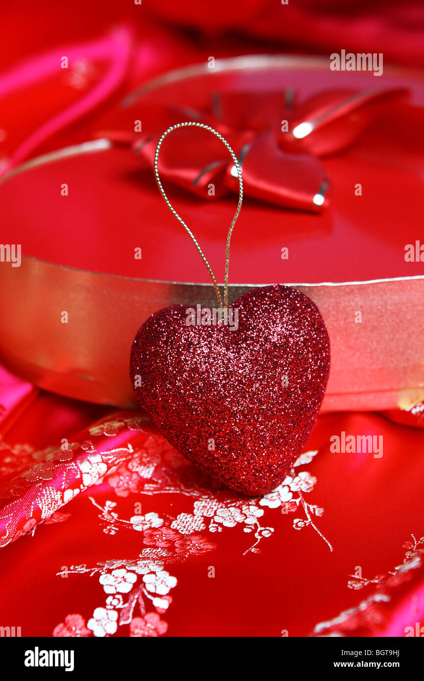 Valentine theme heart-shaped candy box Stock Photo - Alamy