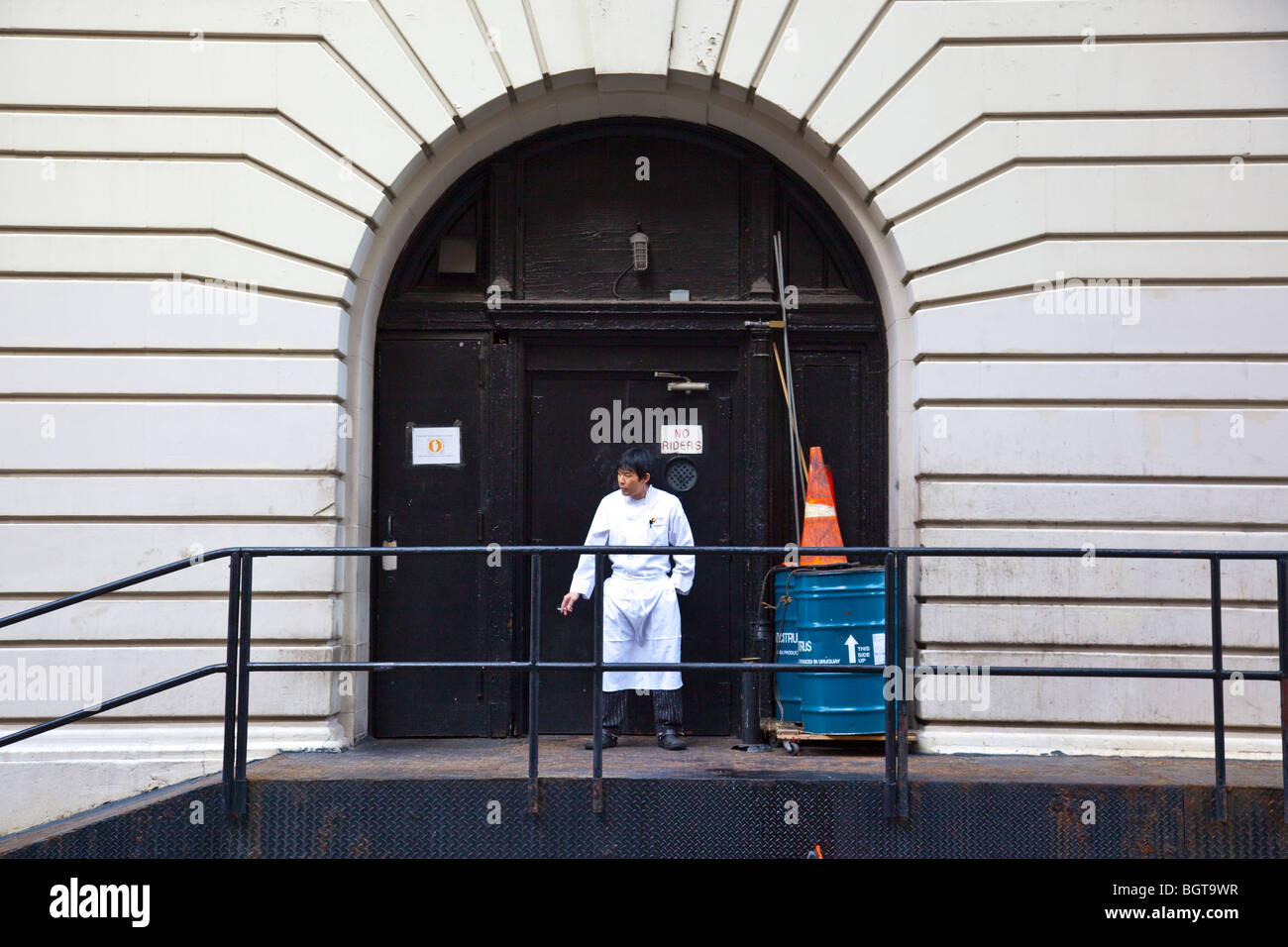 Nobu Sushi Chef taking a cigarette break outside of Nobu in Tribeca ...