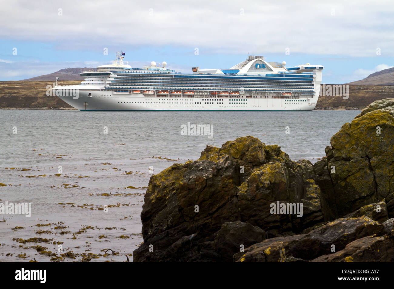 Large cruise ship in Port Stanley, Falkland Islands Stock Photo - Alamy