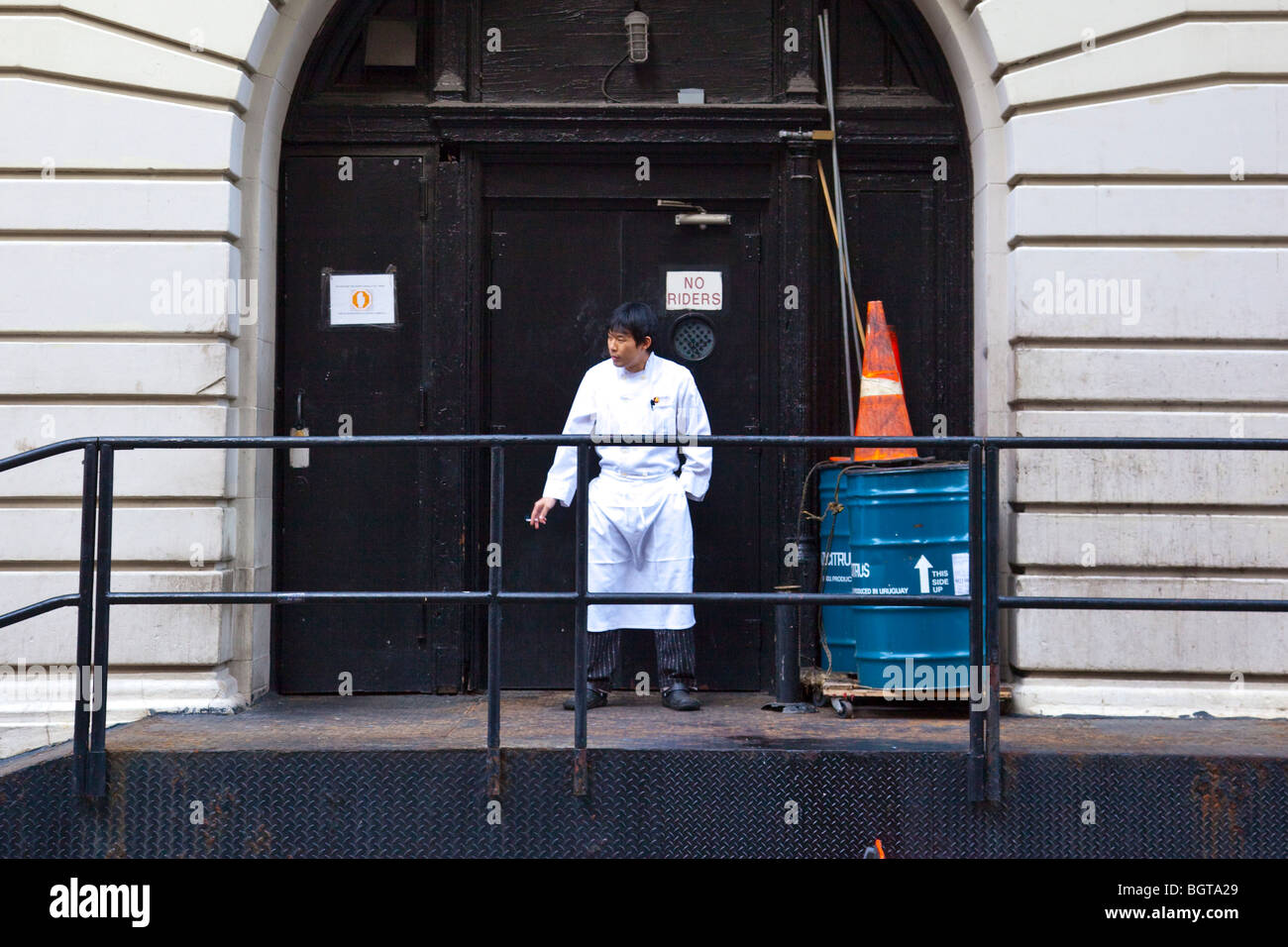 Nobu Sushi Chef taking a cigarette break outside of Nobu in Tribeca ...
