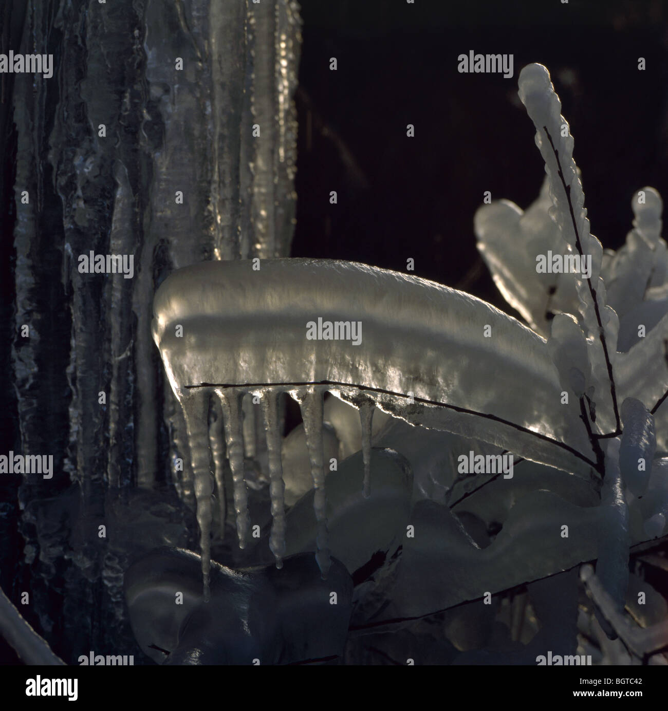 Illuminated Icicles Pattern Swedish winter cold Stock Photo - Alamy