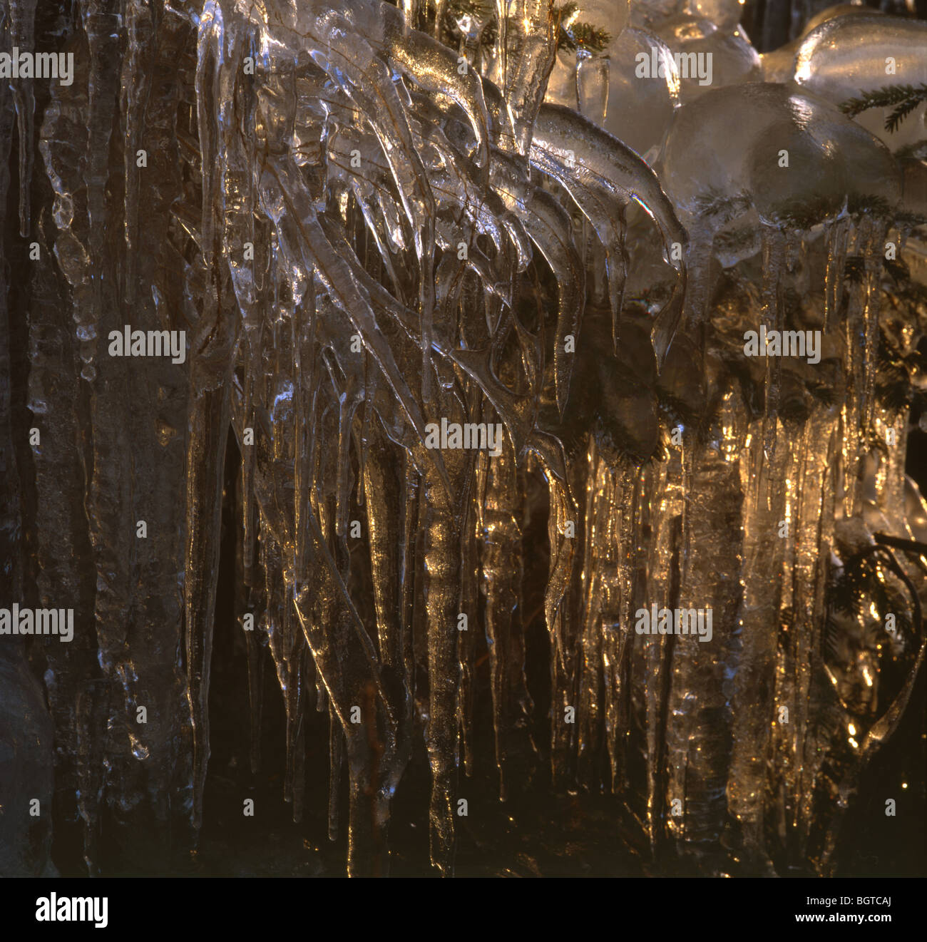 Illuminated Icicles Pattern Swedish winter cold Stock Photo - Alamy