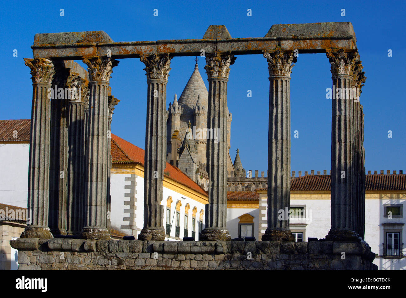Roman Temple, Evora World Heritage city, Alentejo, Portugal Stock Photo ...