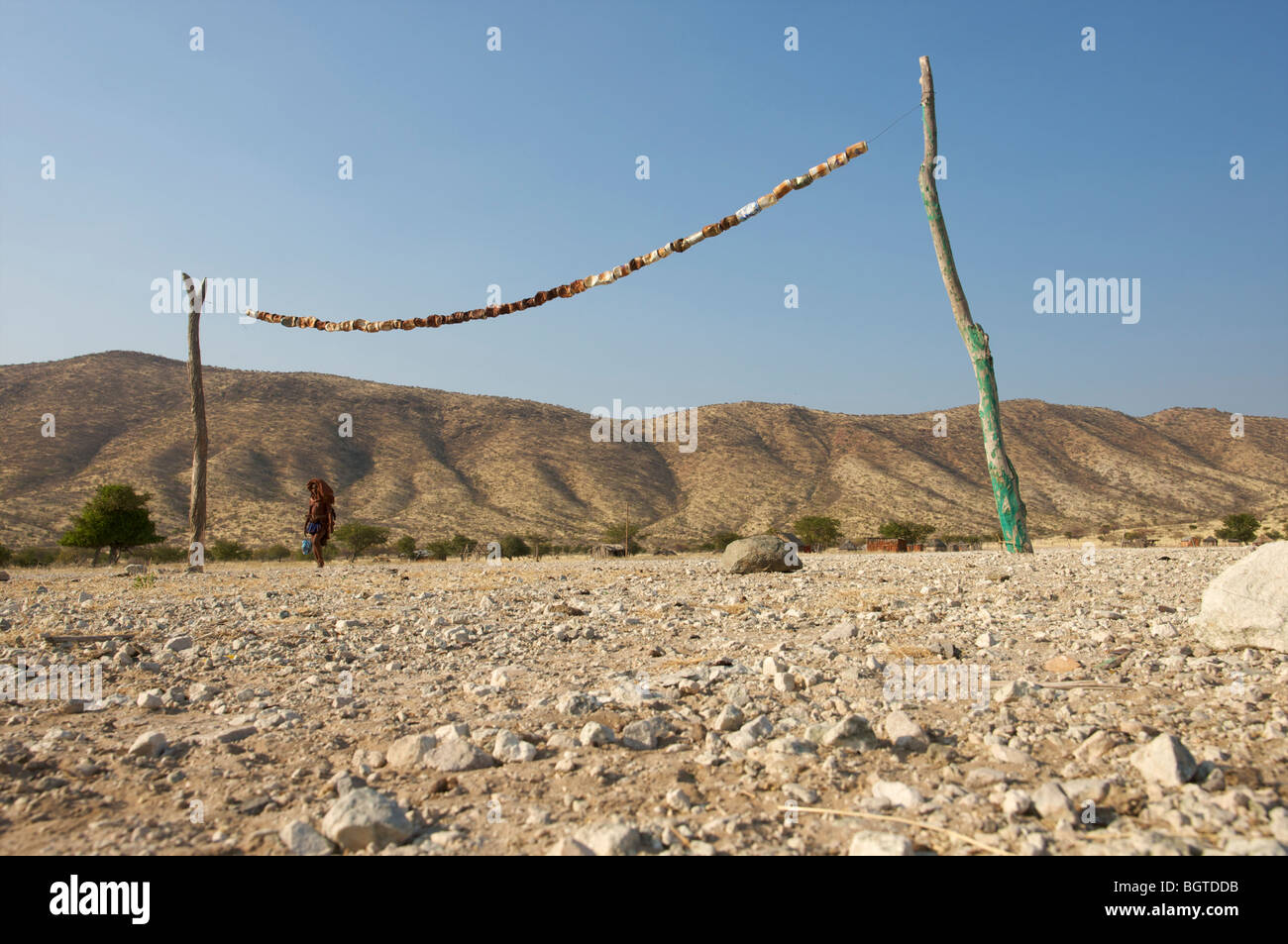 Rustic rural soccer field made of tree branches and cans, Epupa falls ...