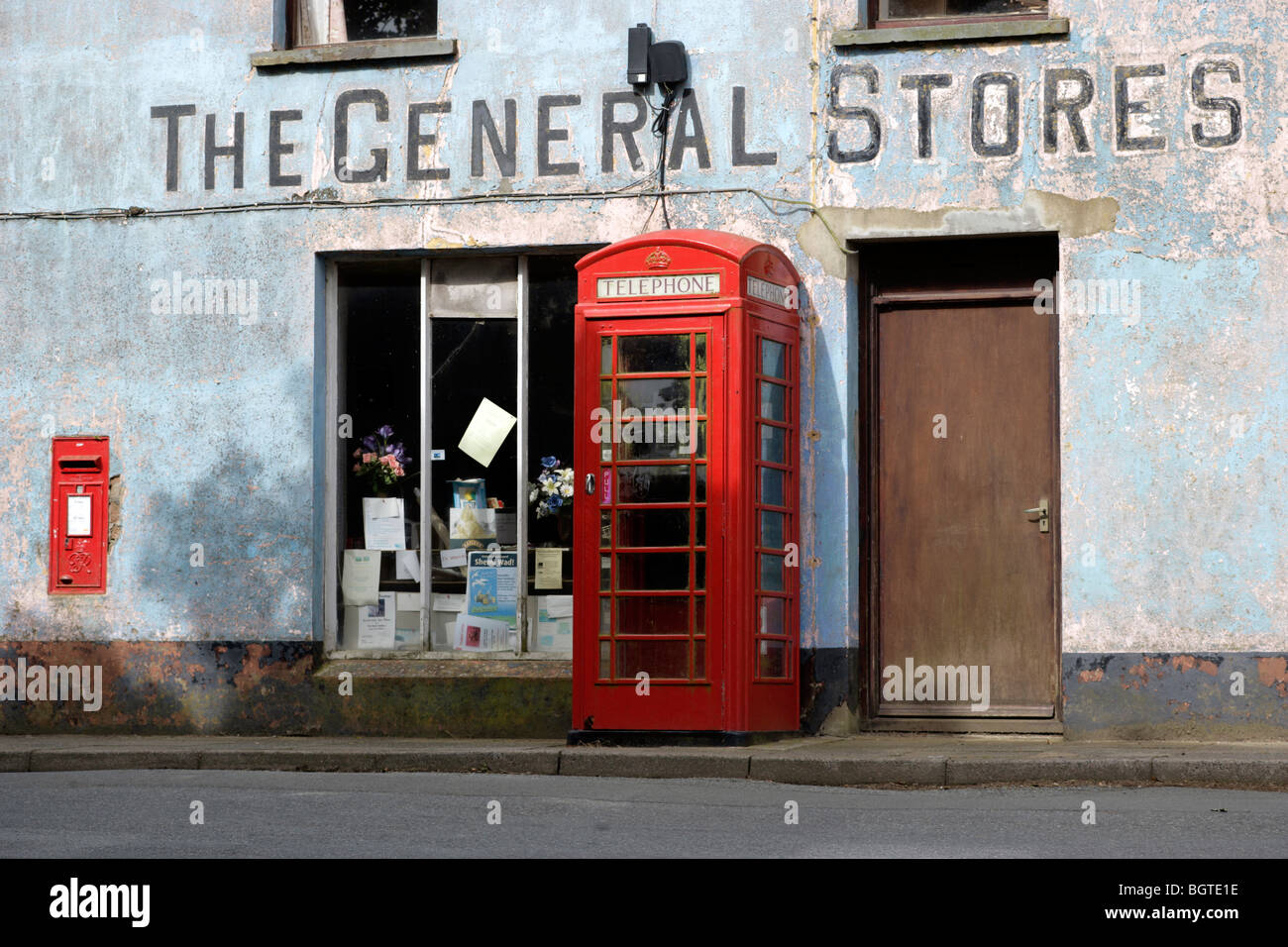 Old fashioned Red Telephone box outside the General Stores, Mathry ...