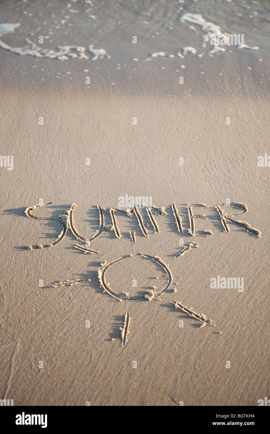 Text written in the beach Stock Photo - Alamy