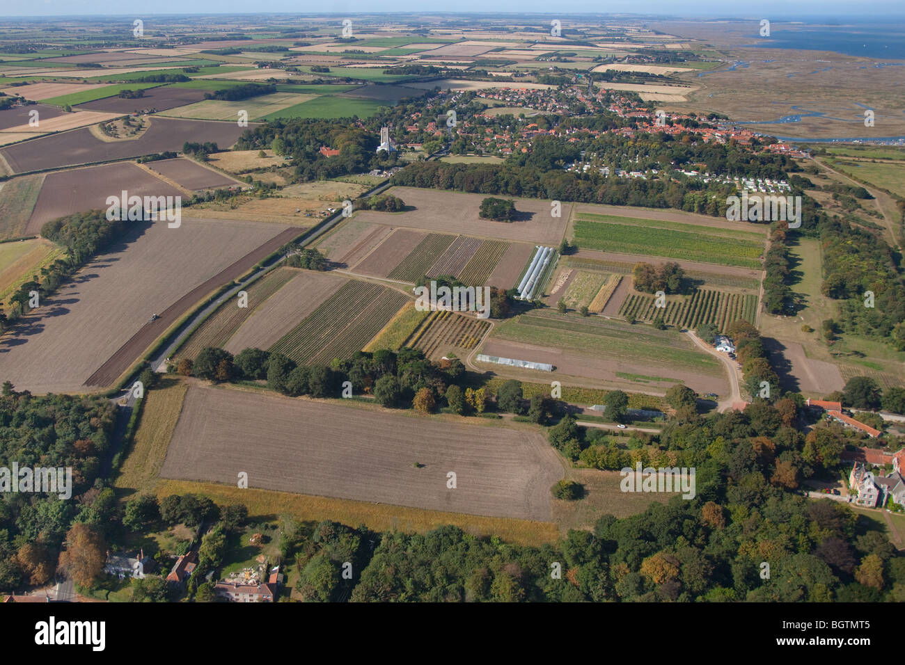 Blakeney Norfolk & Farmland September from the Air Stock Photo - Alamy