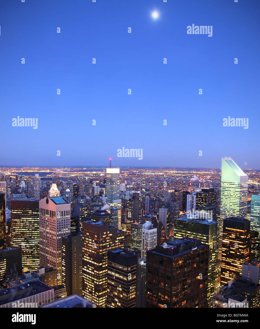 Moon over Manhattan New York City Stock Photo - Alamy