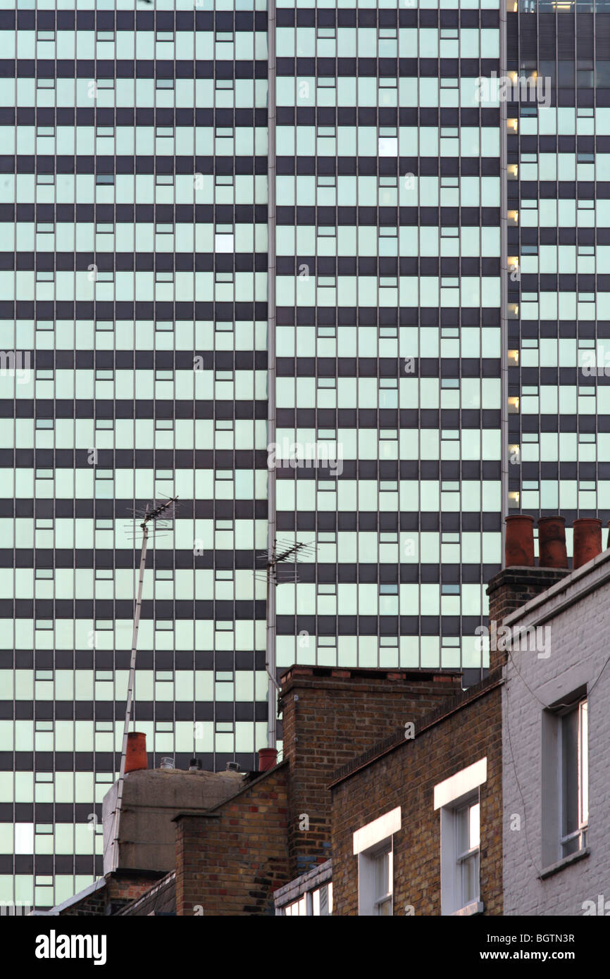 euston tower, with traditional fitzrovia terrace houses in foreground ...