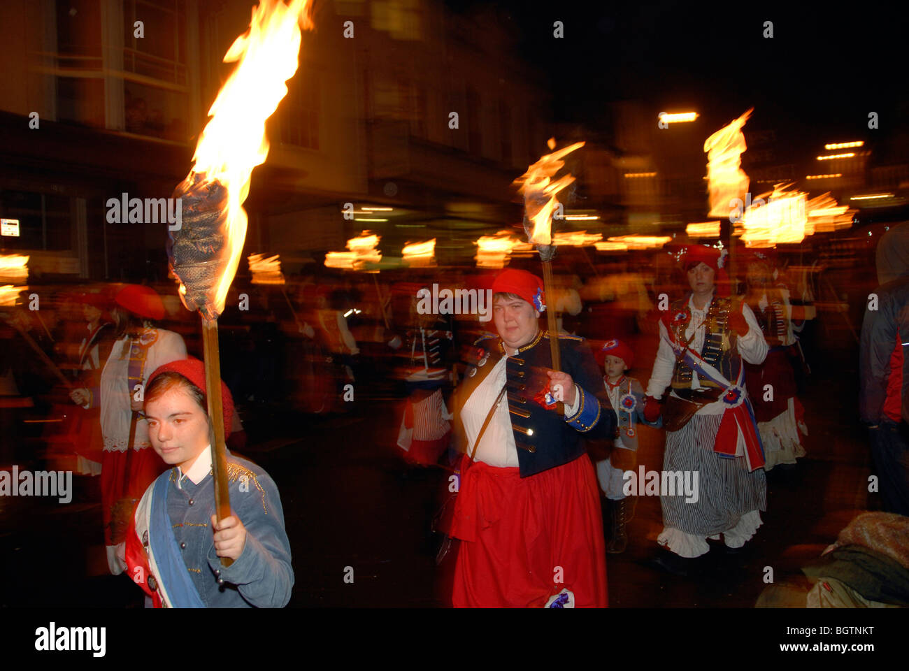 Lewes bonfire night parade celebrating the defeat of Guy Fawkes and the ...