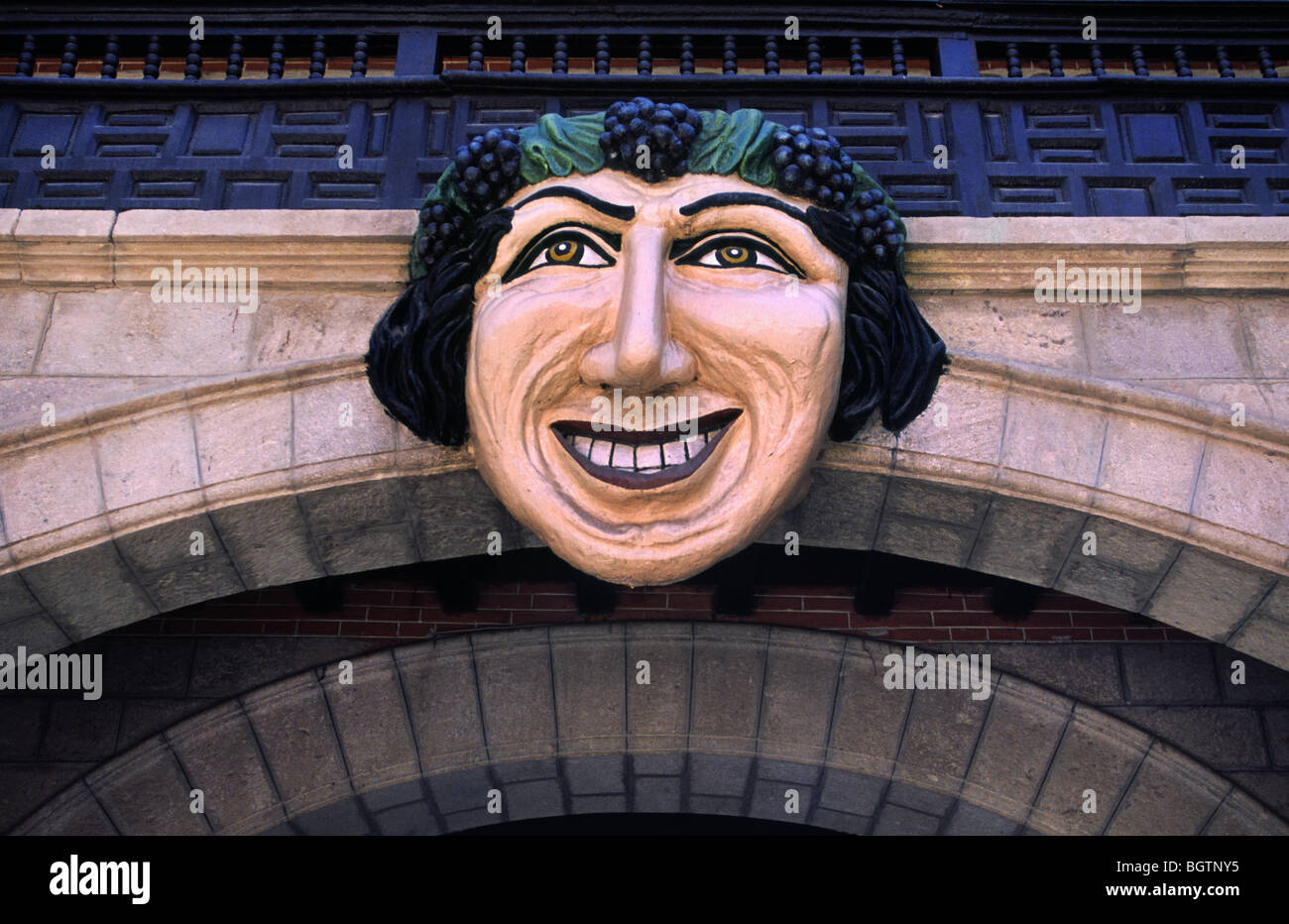 The symbol of Potosi, a smiling Bacchus face. TheRoyal Mint (Casa de la ...