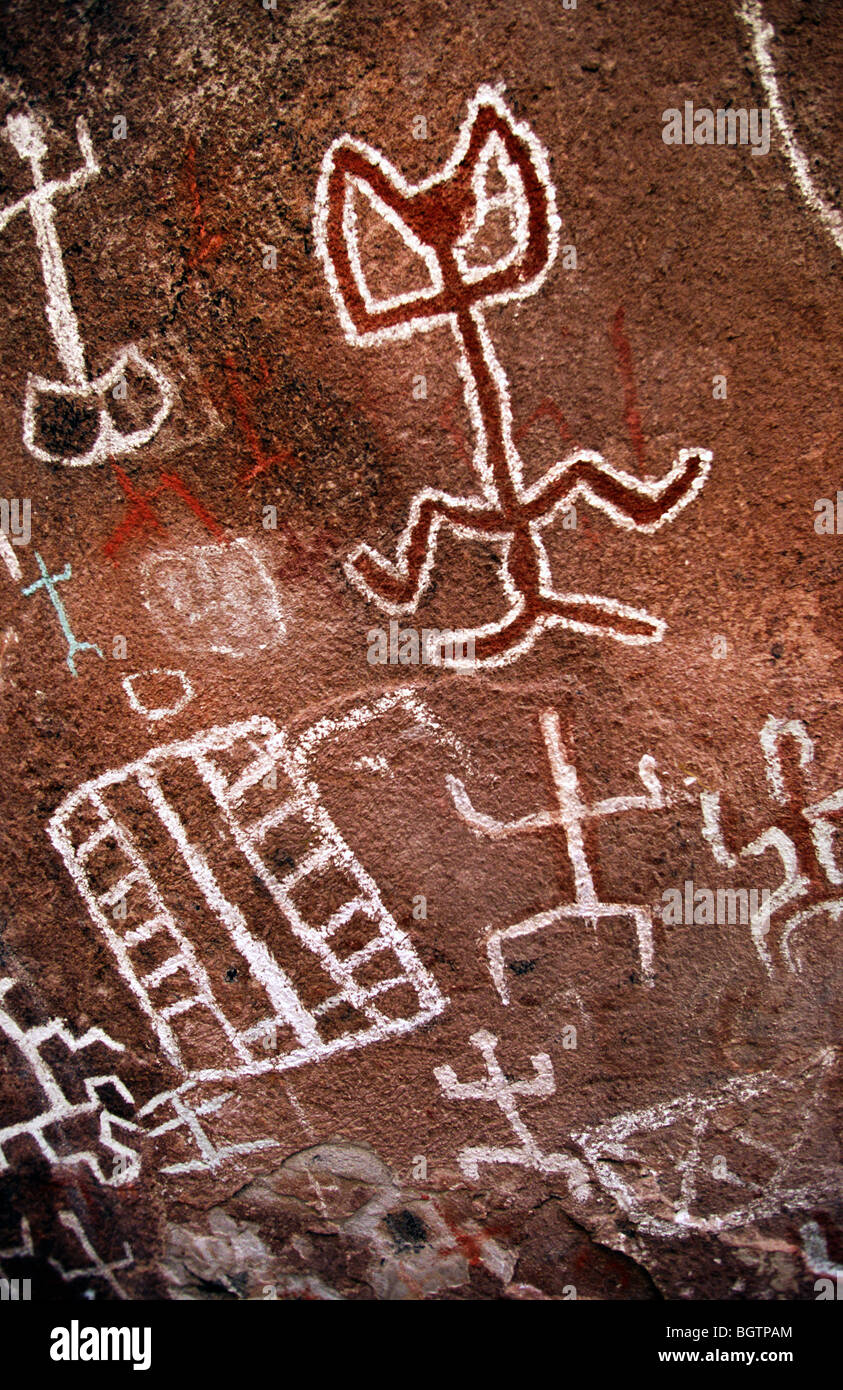Ancient rock paintings. Inca Machay, near Sucre, Bolivia Stock Photo ...