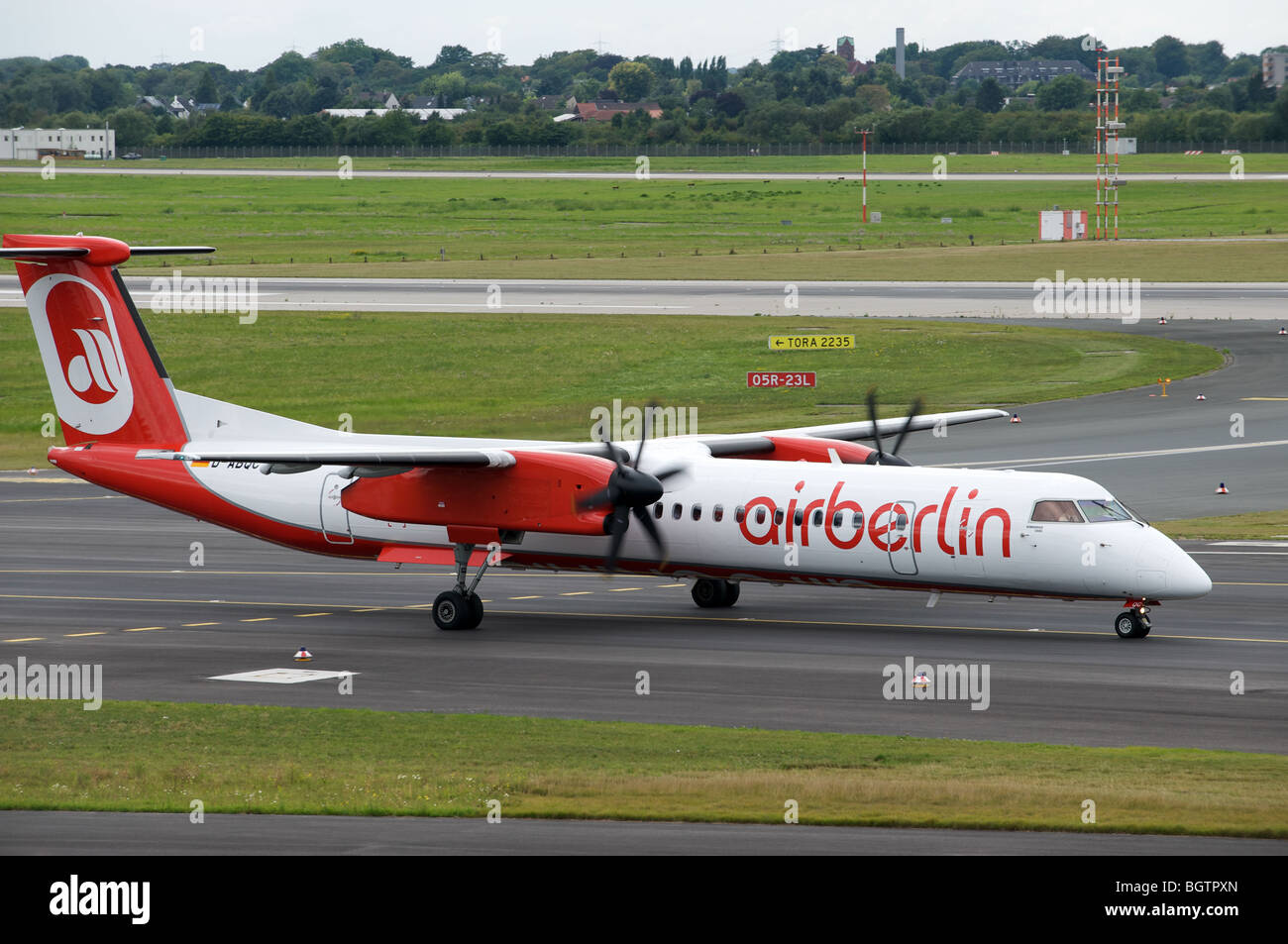 Air Berlin Bombardier Q400 turbo prop passenger airliner, Dusseldorf ...