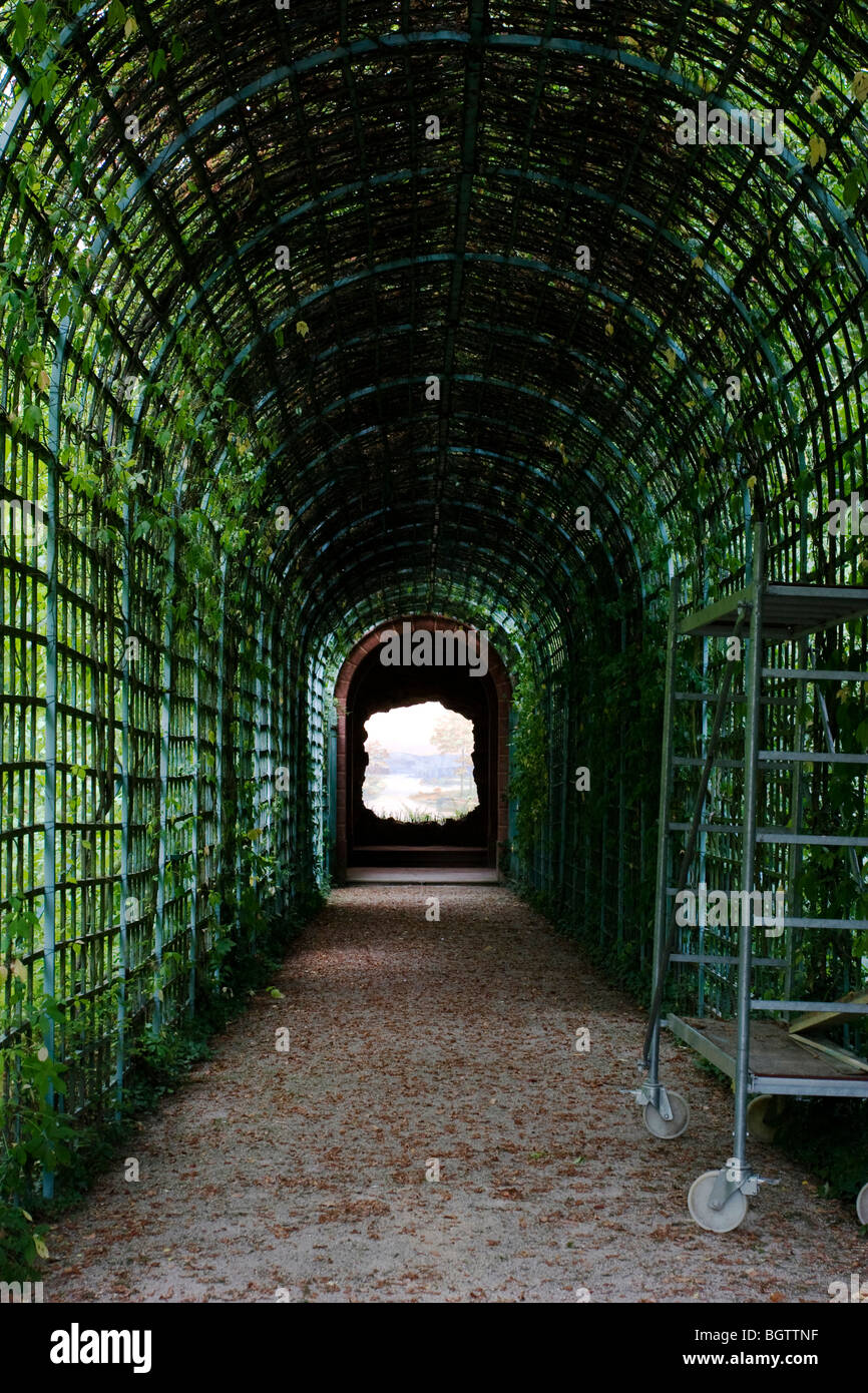 A corridor roofed by plants in the garden of the 17th century Schloss ...