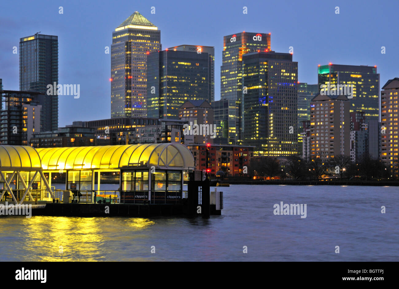 Greenland pier jetty overlooking Canary Wharf, London SE16, United ...