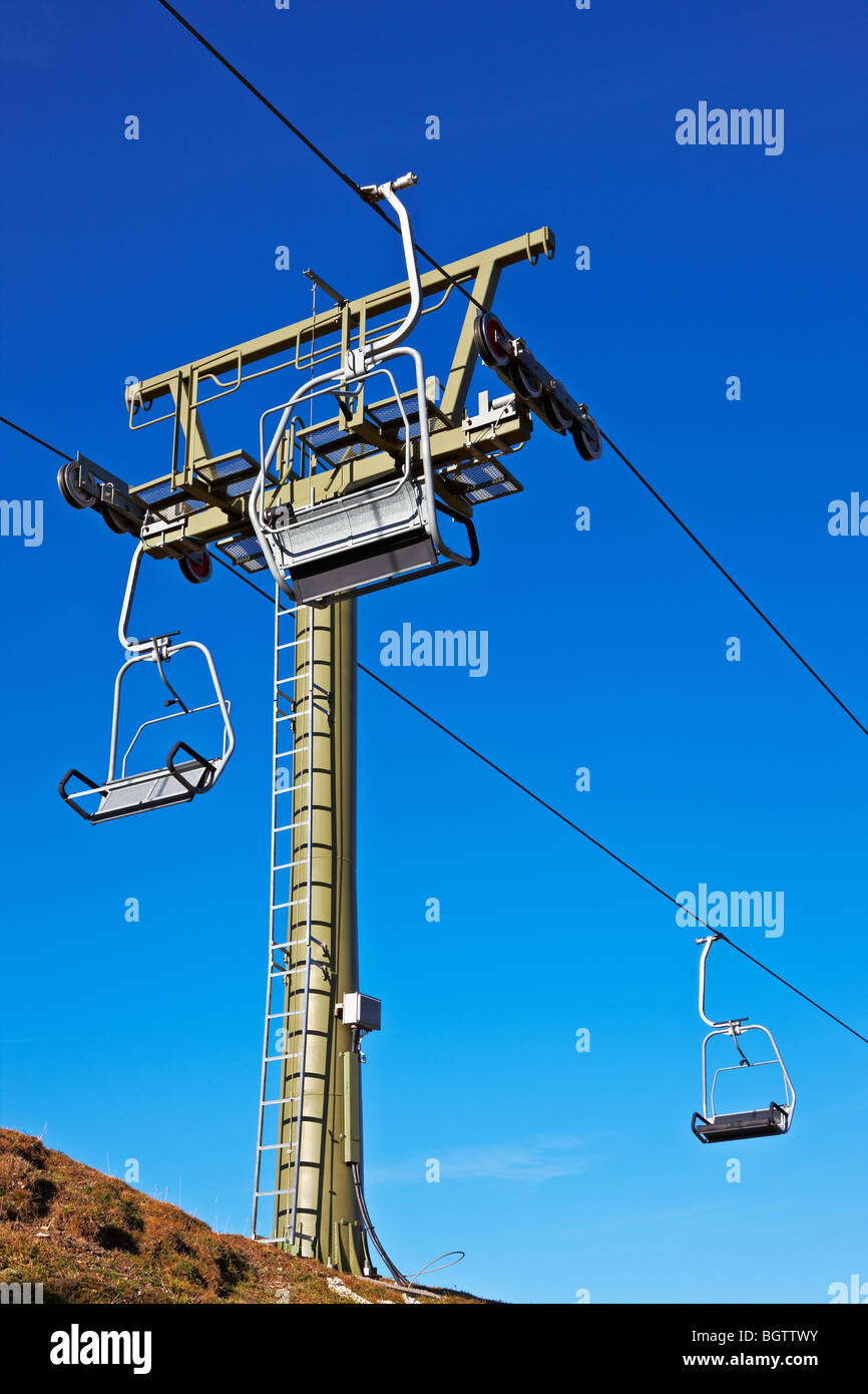 Ski lift tower under high mountains, Spain Stock Photo - Alamy