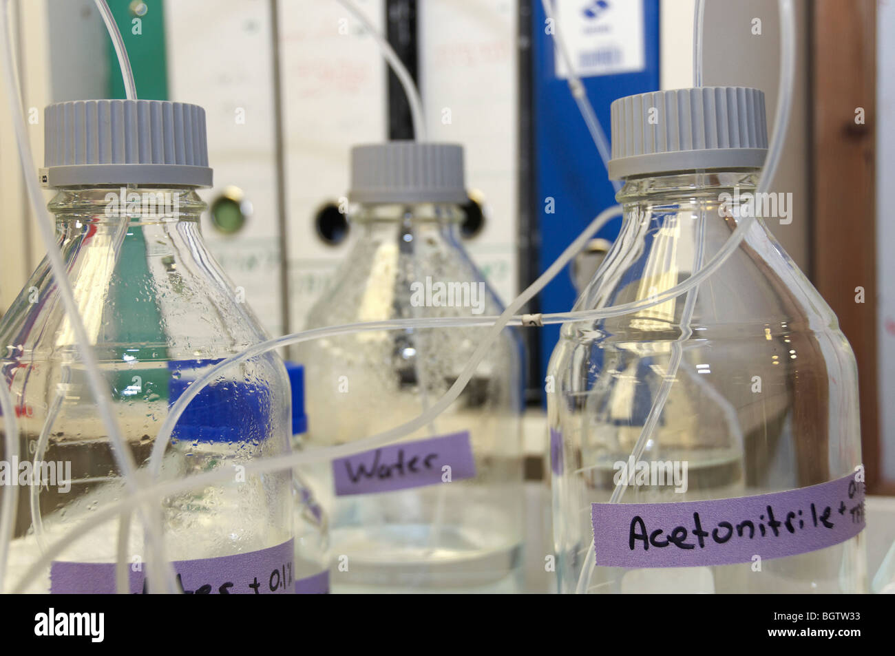 Microbiology Laboratory Chemical bottles Stock Photo - Alamy