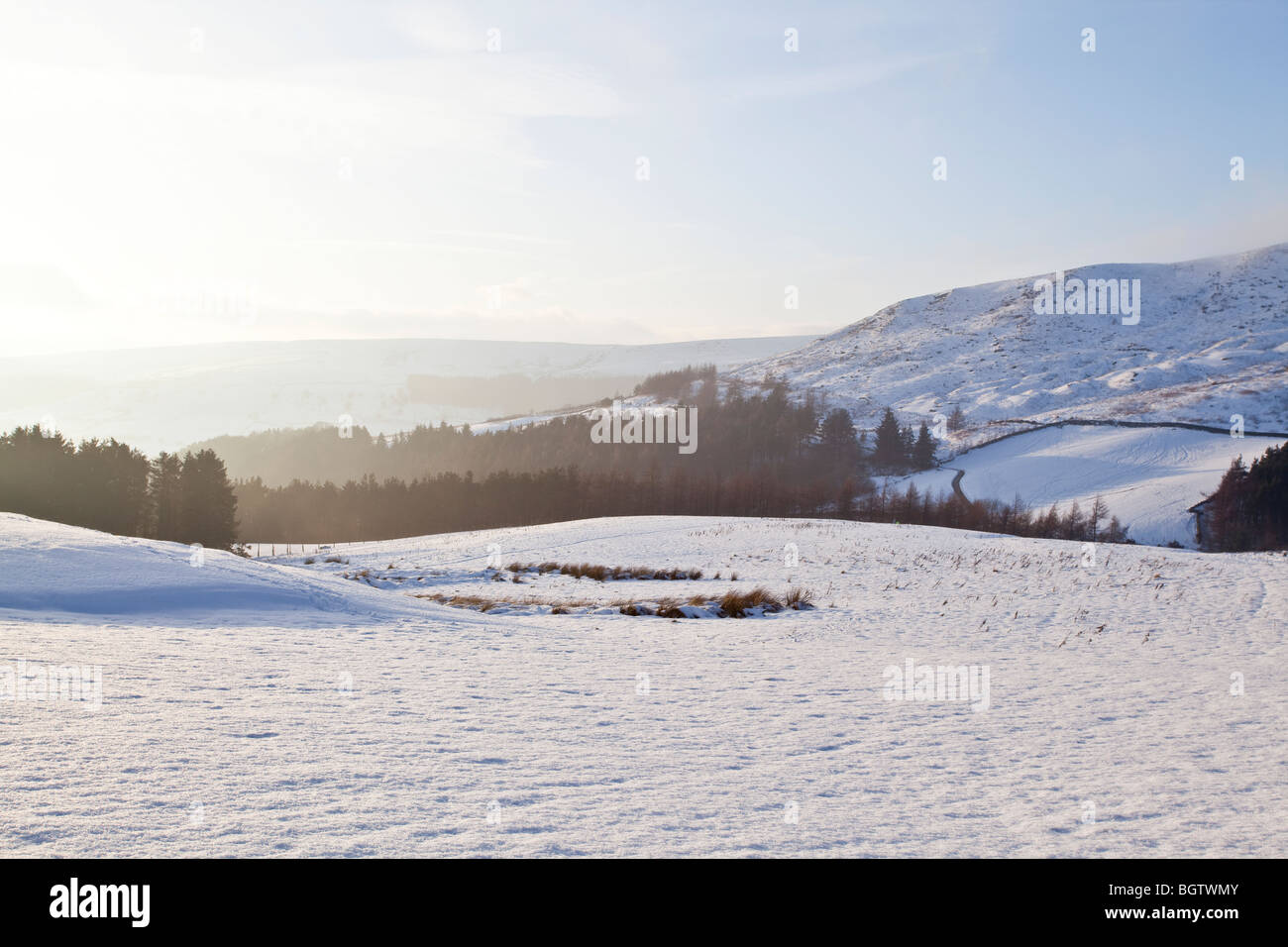 The North Yorkshire Moors completely covered in snow on a beautifully ...