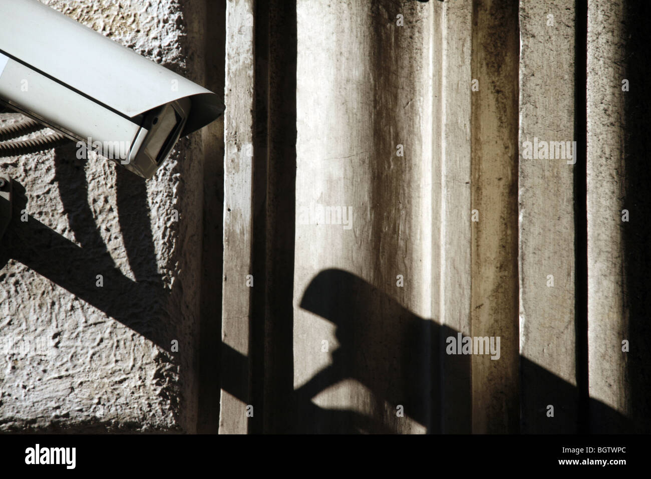 one cctv camera by building property entrance outdoors Stock Photo - Alamy