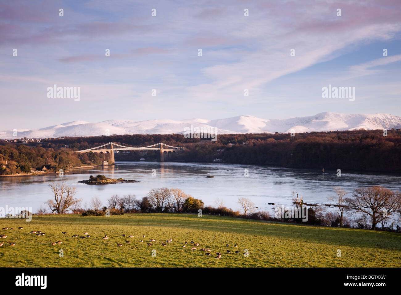 Menai strait isle of anglesey north wales uk hi-res stock photography ...