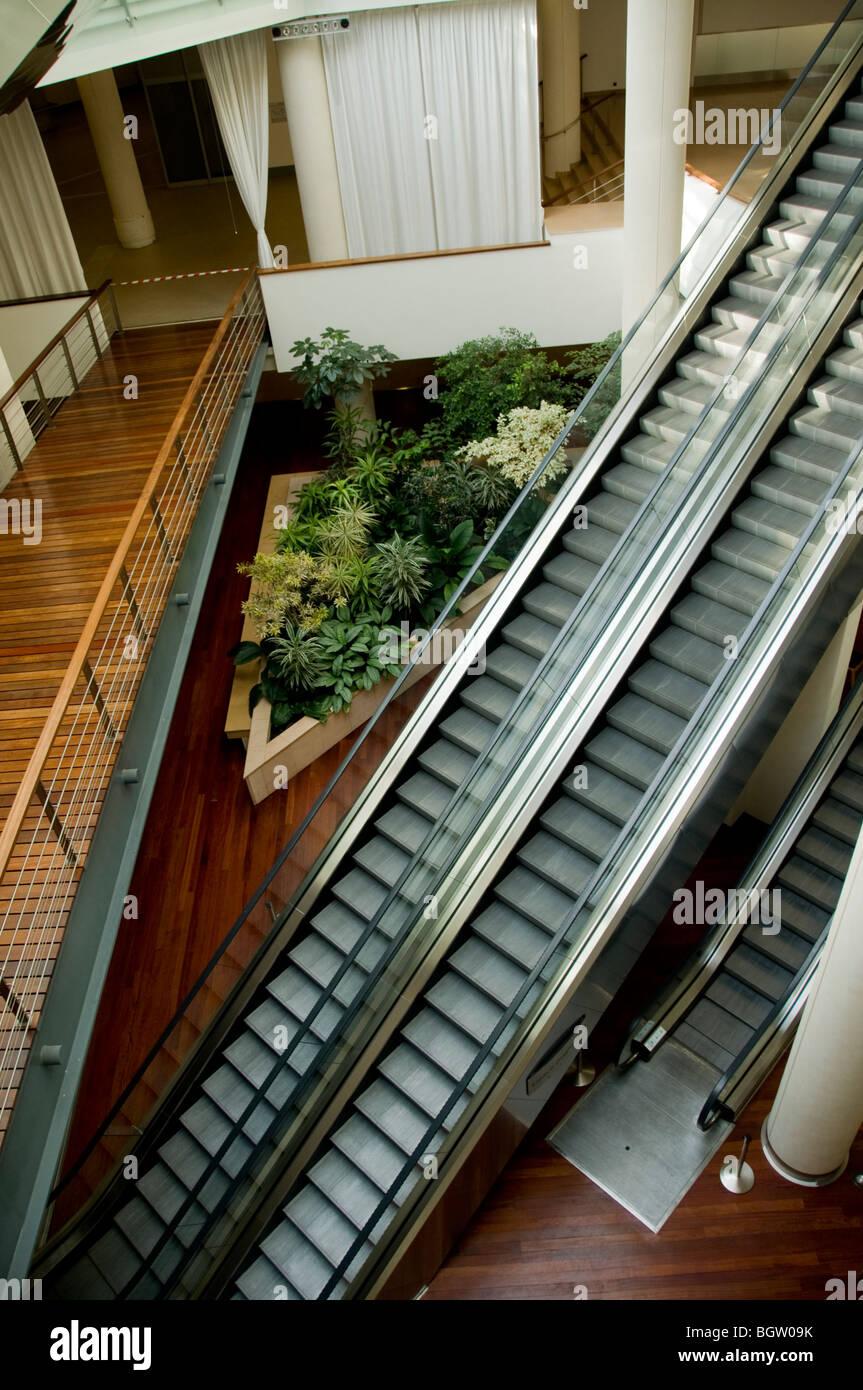 Monte Carlo, Monaco, High Angle, Inside Looking down at the escalators ...