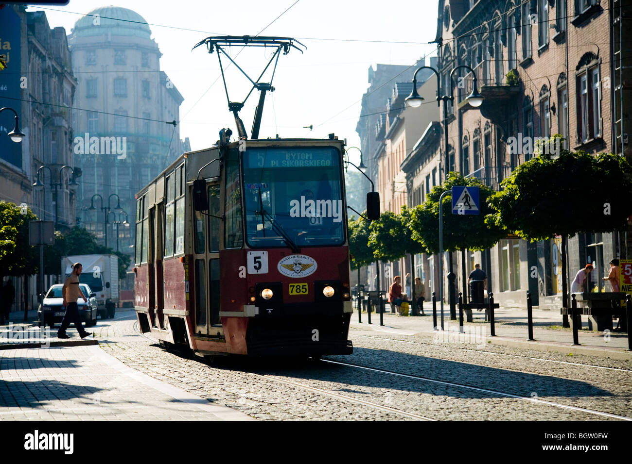 Tram in town centre of Zabrze, Silesia. Poland Stock Photo - Alamy