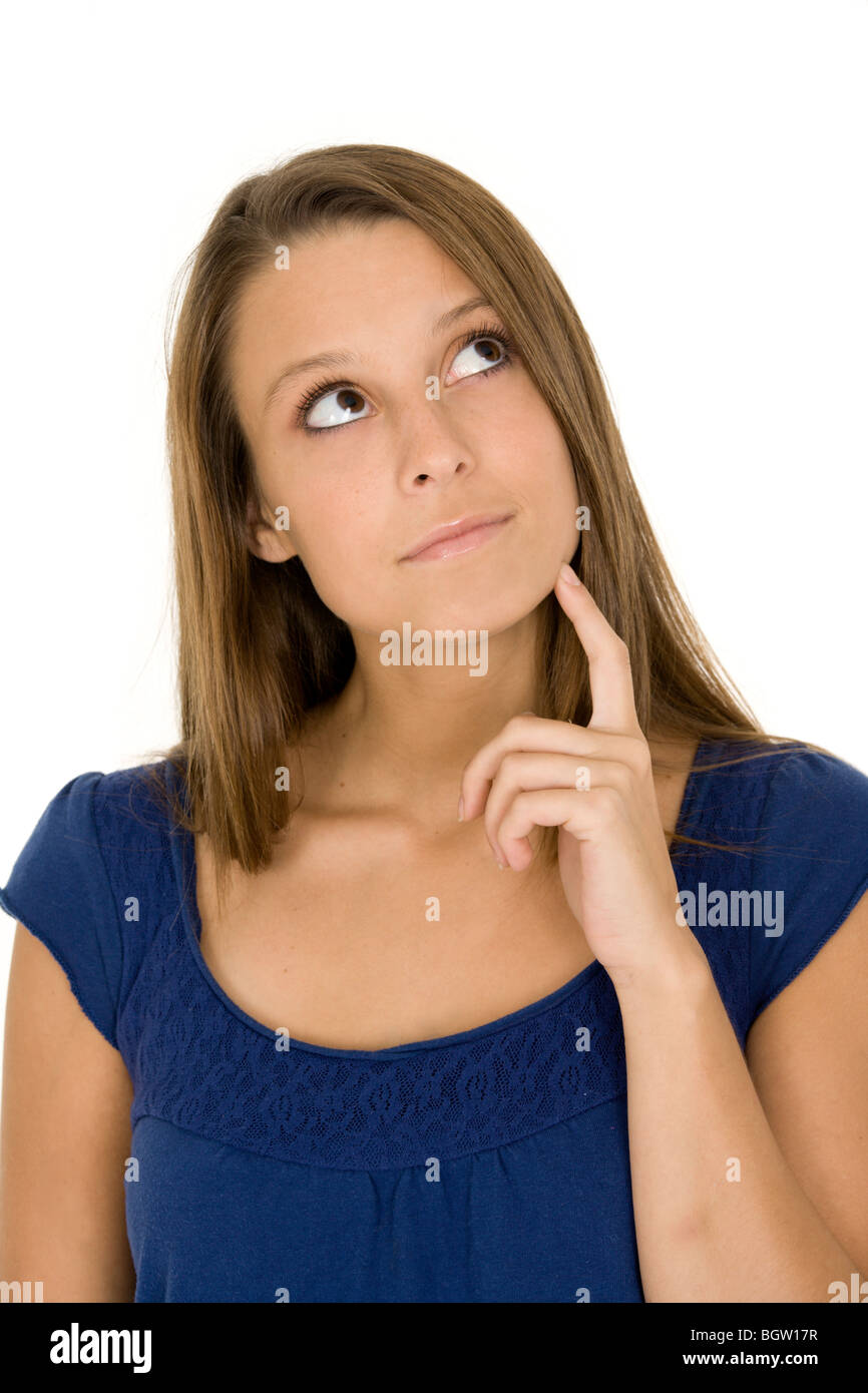 Thoughtful caucasian girl thinking hi-res stock photography and images ...