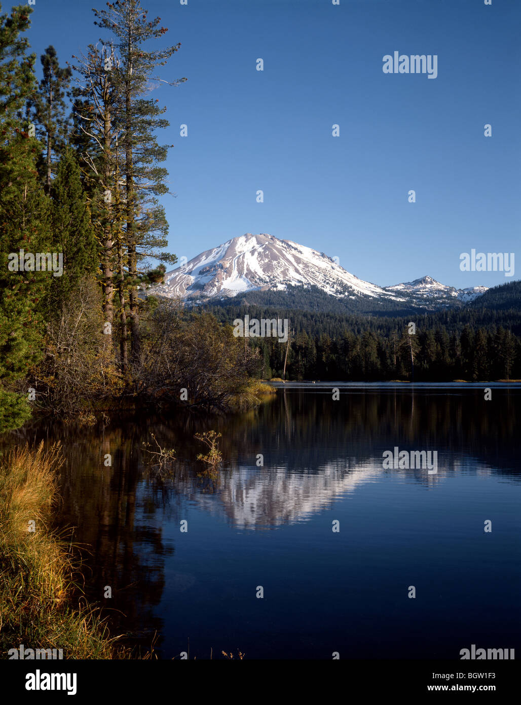 CALIFORNIA - Mount Lassen from Manzanita Lake in Lassen Volcanic ...