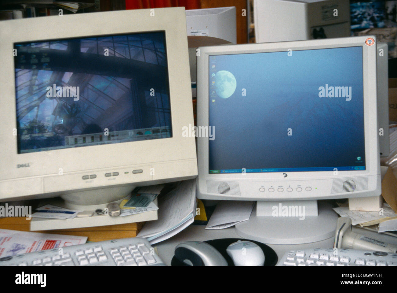 Computer Monitors Old & New (Plasma Screen Stock Photo - Alamy
