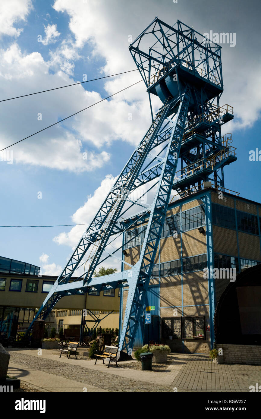 Mine head headgear / lift cage winding gear tower at the Guido coal ...