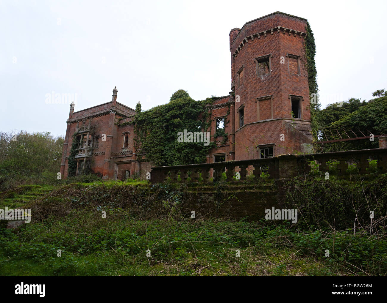 Rougham Hall, a derelict house built around 1834 Stock Photo - Alamy