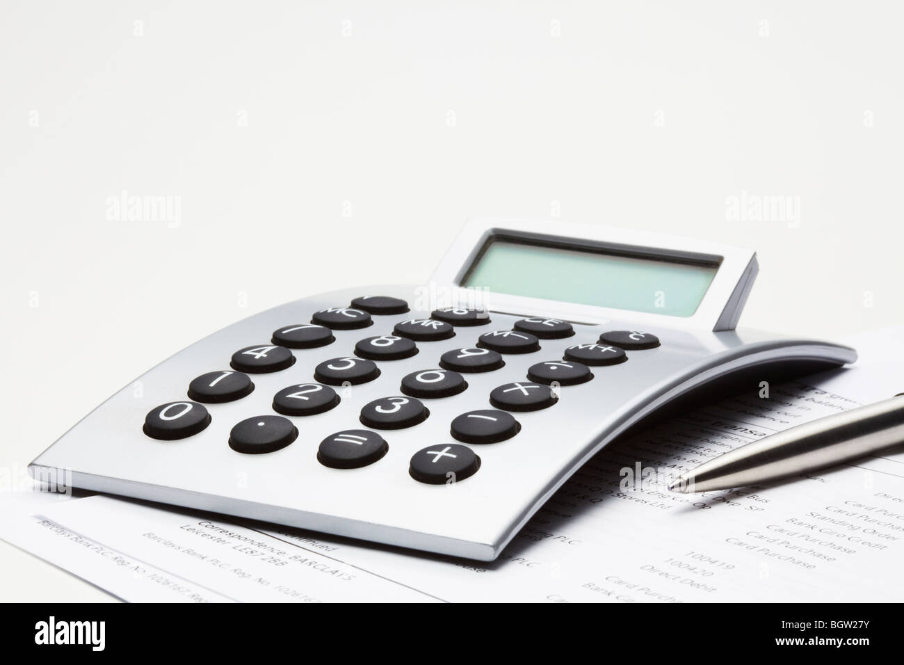 Silver Curved Calculator Stock Photo - Alamy