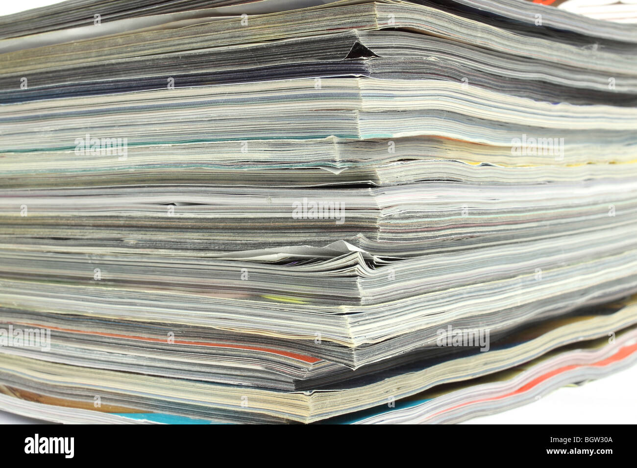 Corner of stack of old magazines for recycling Stock Photo - Alamy