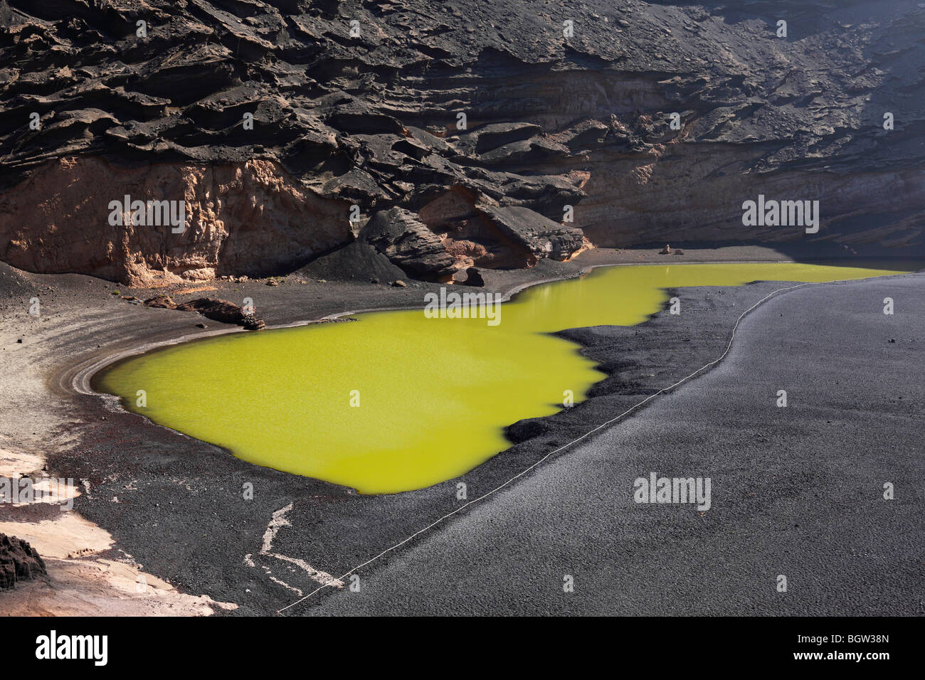 Lago verde, Green Lagoon, Charco de los Ciclos, El Golfo, Lanzarote ...