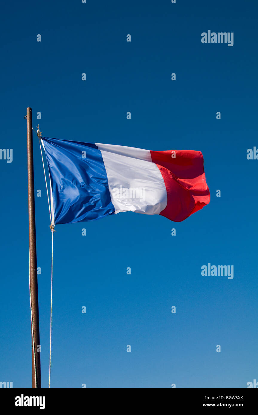 French flag flying in the wind Stock Photo - Alamy
