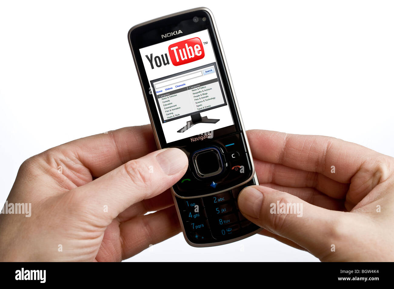 Using YouTube on a mobile phone Stock Photo - Alamy