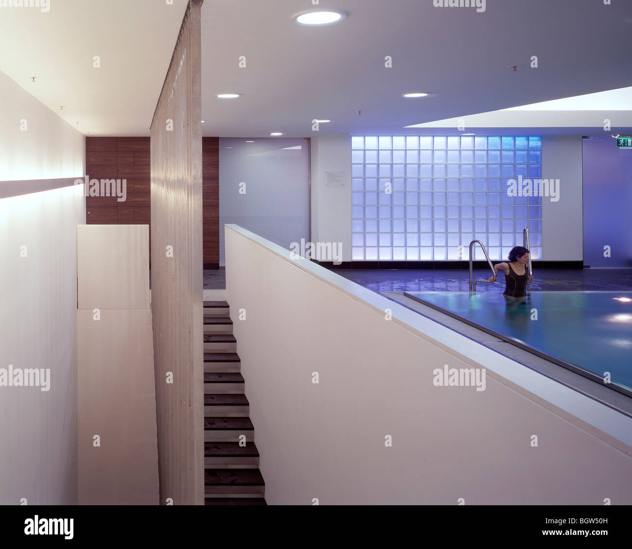 holmes place health club colour glass, stairs and swimming pool Stock ...